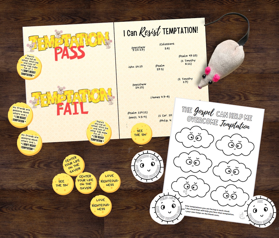 Temptation Activity Bundle - Scenarios, Scriptures Match, Gospel Helps ...