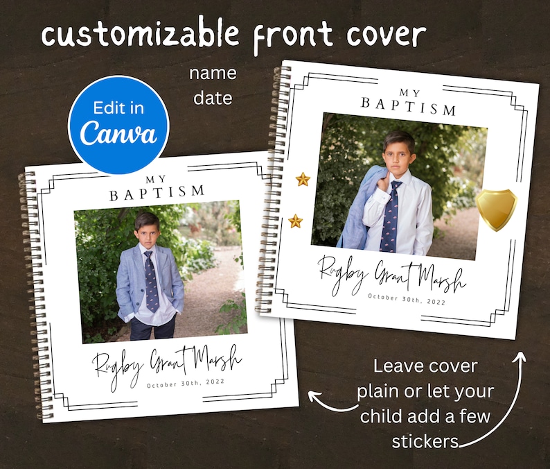 Baptism Memory Book LDS Boys | Customizable Cover | LDS Baptism Journal ...