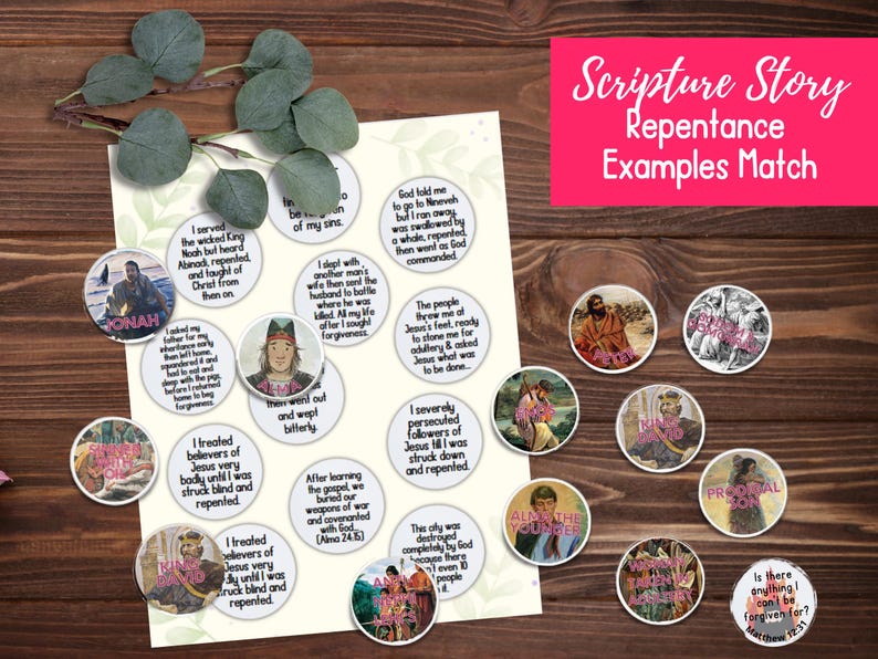 Repentance Activity Bundle: LDS Come Follow Me, Matching, Coloring Page ...