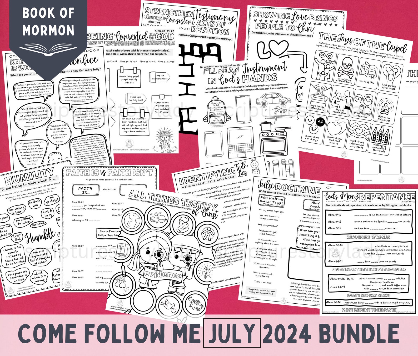 July Come Follow Me 2024 Book of Mormon Bundle Alma 17-35 - Etsy