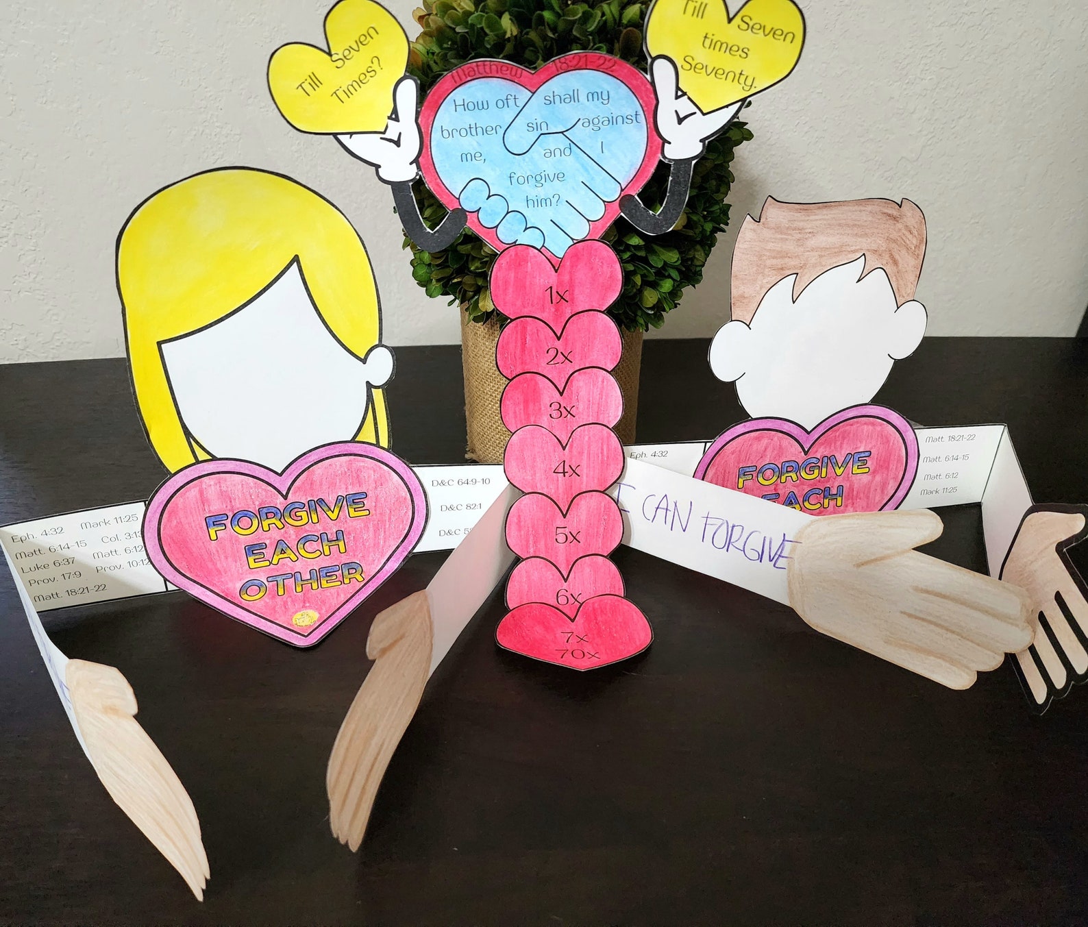 3 Forgiveness Kids Crafts Long Arms Hug & 70x7 Matthew 16 Printable ...