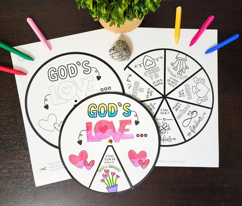 God's Love Coloring Spinner Wheel Craft & Coloring Pg - Kids Bible ...