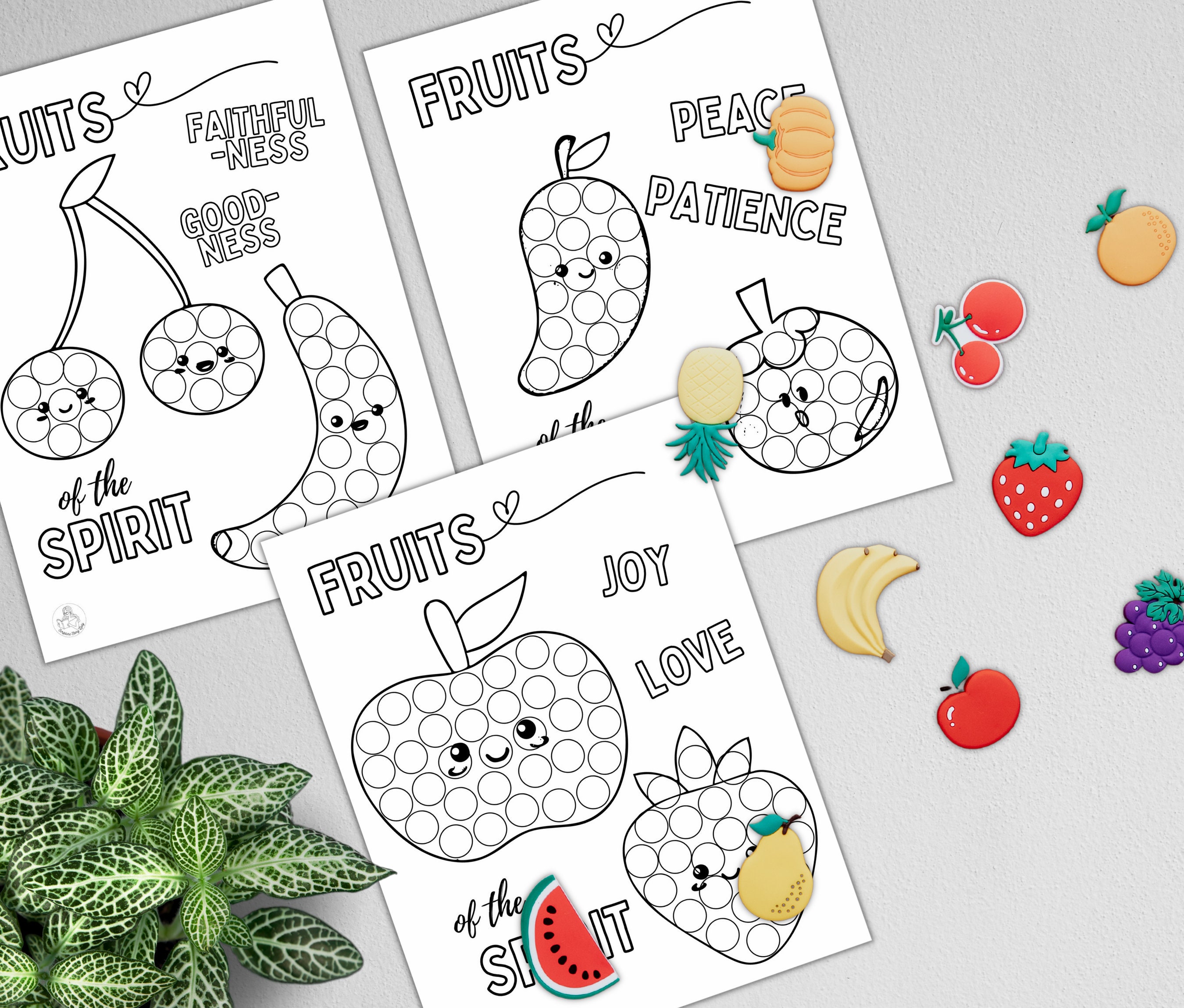Fruits of the Spirit Dots Markers Coloring Pages | Galatians 5 | Kids ...