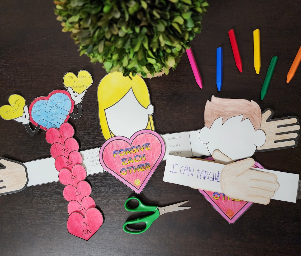 3 FORGIVENESS Kids Crafts: Forgive Long Arms Hug, 70x7 Matthew 16 ...