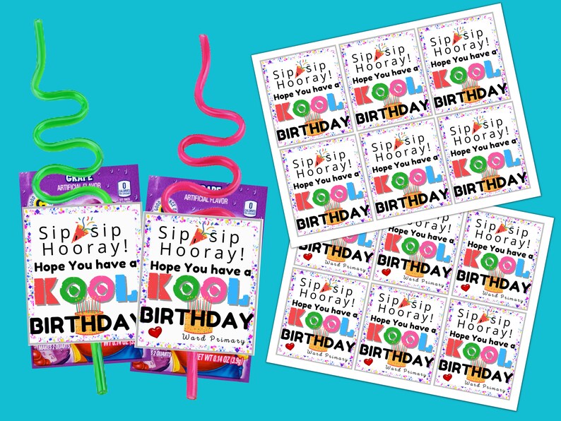 Cool Aid Birthday Gift Tags, Anyone Birthday, LDS Primary Birthday ...