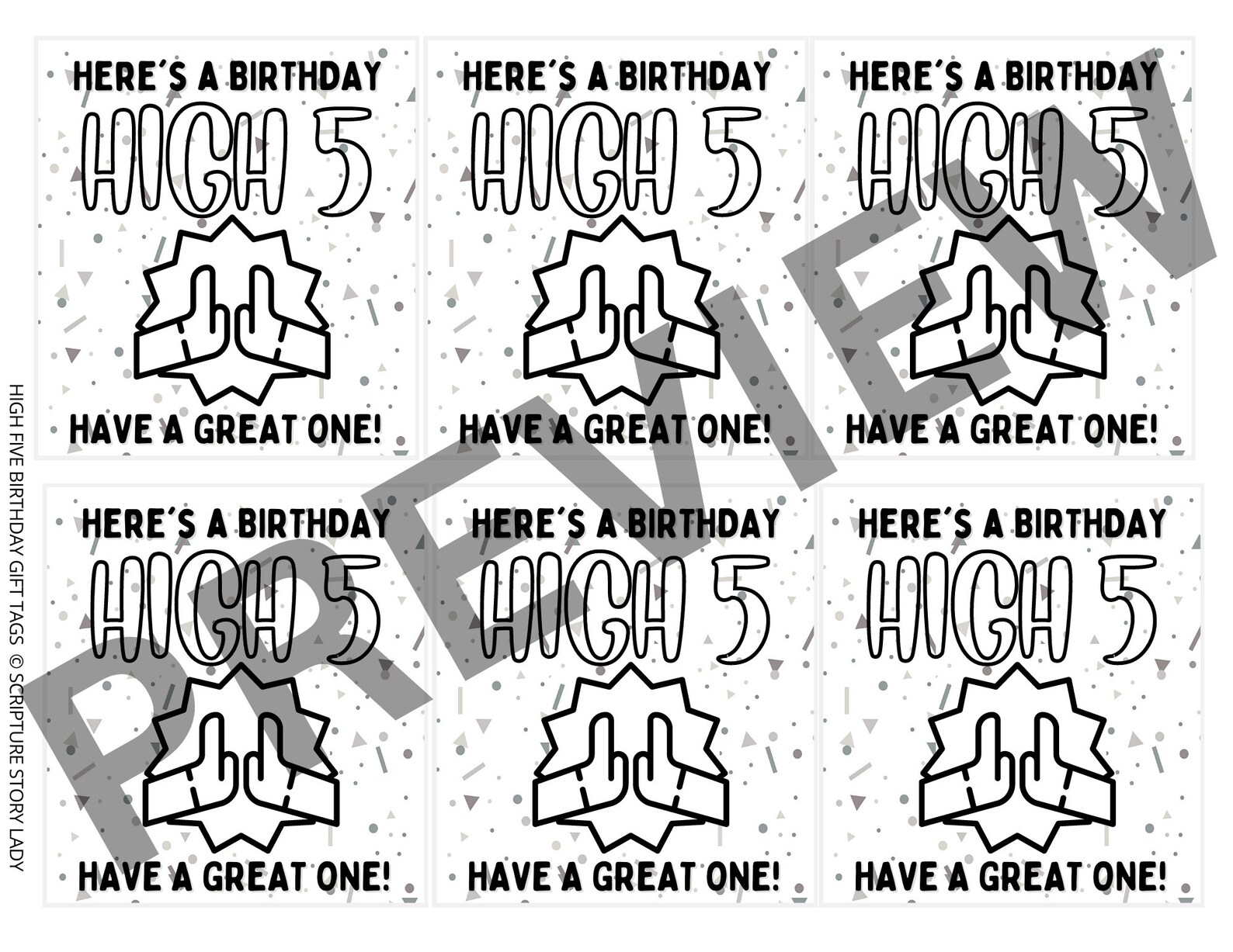 High Five Birthday Gift Tag Elementary Student Gift, Teacher Gift Tags ...