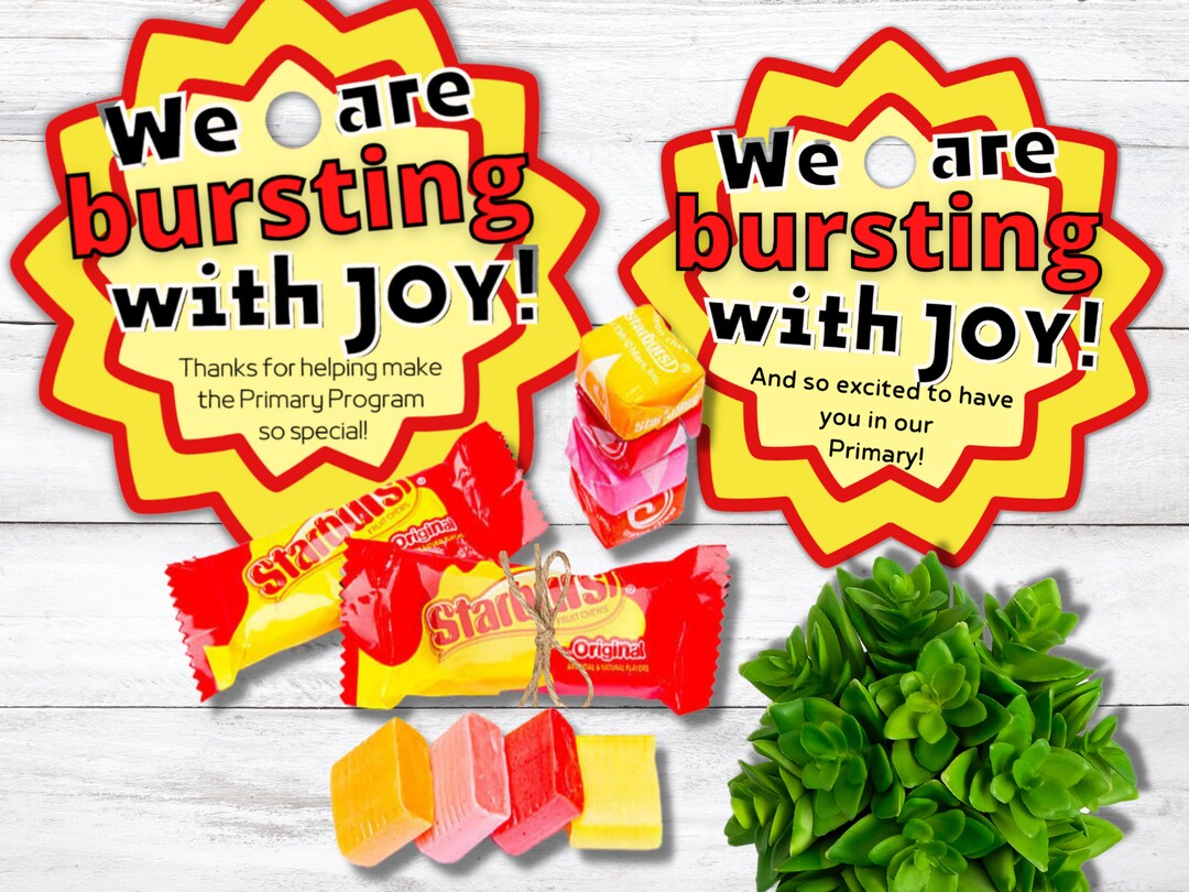 Starburst Gift Tags LDS Primary Program | Primary Song Program Treat ...