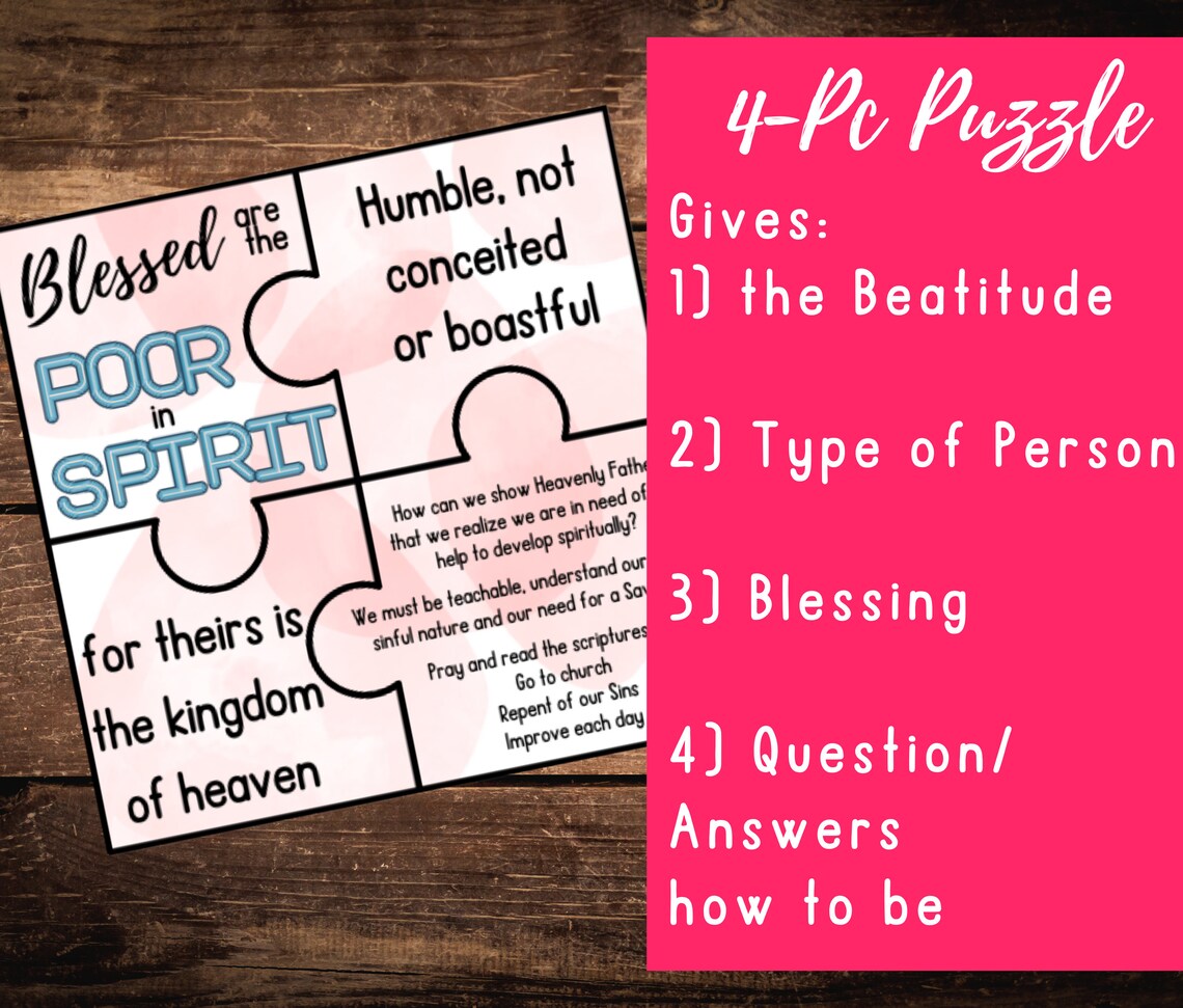 Sermon on the Mount Beatitudes Puzzles, Matthew 5 Luke 6, Kids Bible ...