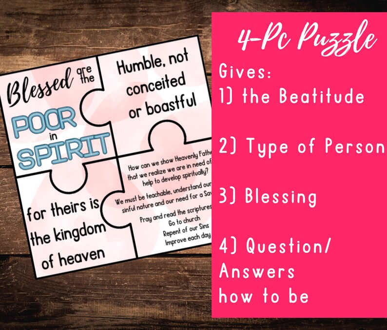 Sermon on the Mount Beatitudes Puzzles, Matthew 5 Luke 6, Kids Bible ...