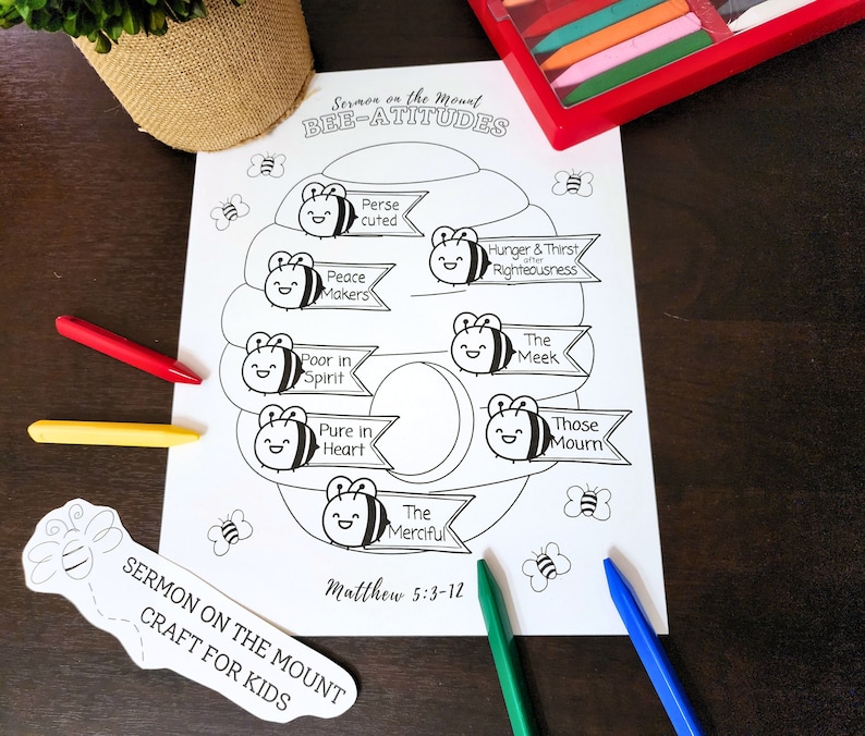 Beatitudes Kids Beehive Craft Activity, Sermon on Mount Matthew 5/luke ...