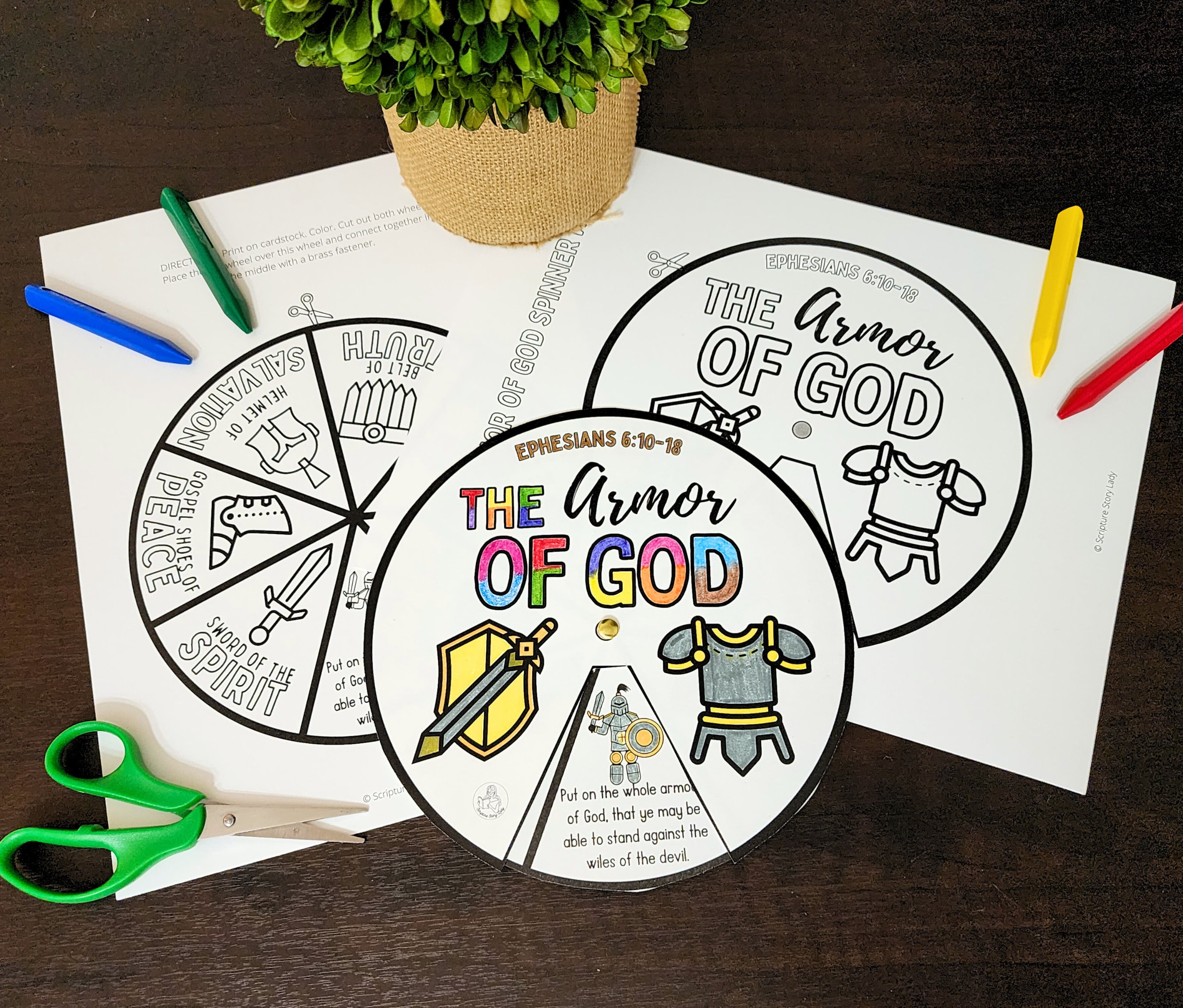 Armor of God Ephesians 6 Spinner Wheel and Coloring Page - Kids Bible ...