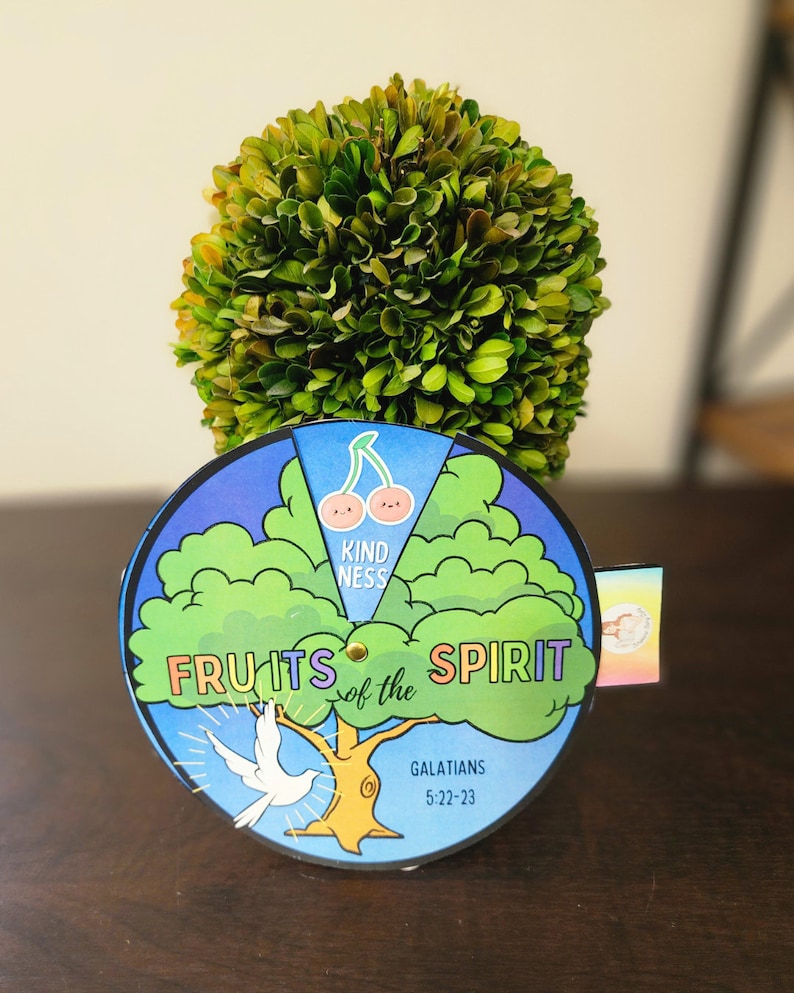 Fruits of Spirit Galatians 5, Kids Bible Craft Spinner Color and B&W ...