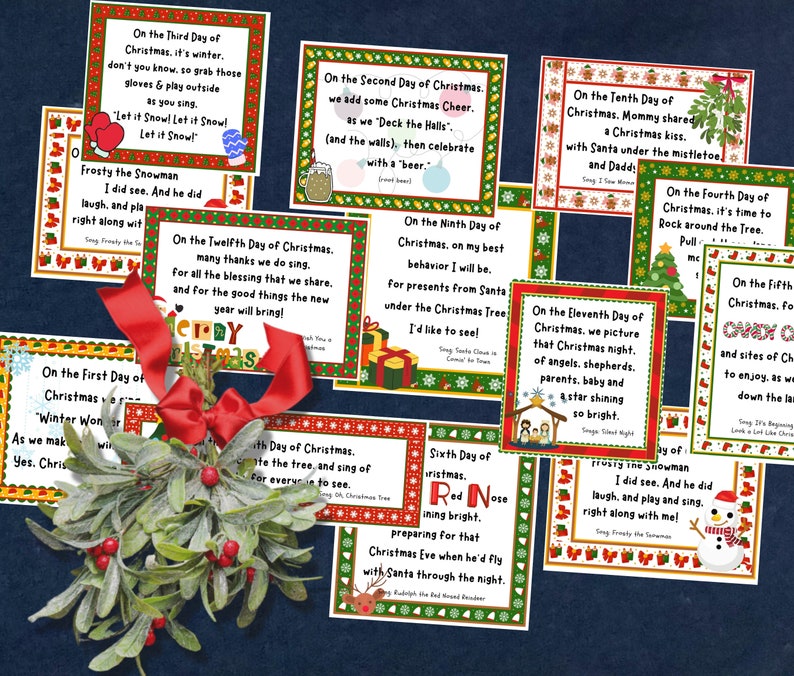 Twelve Days of Christmas 12 Songs of Christmas Christmas Cards ...
