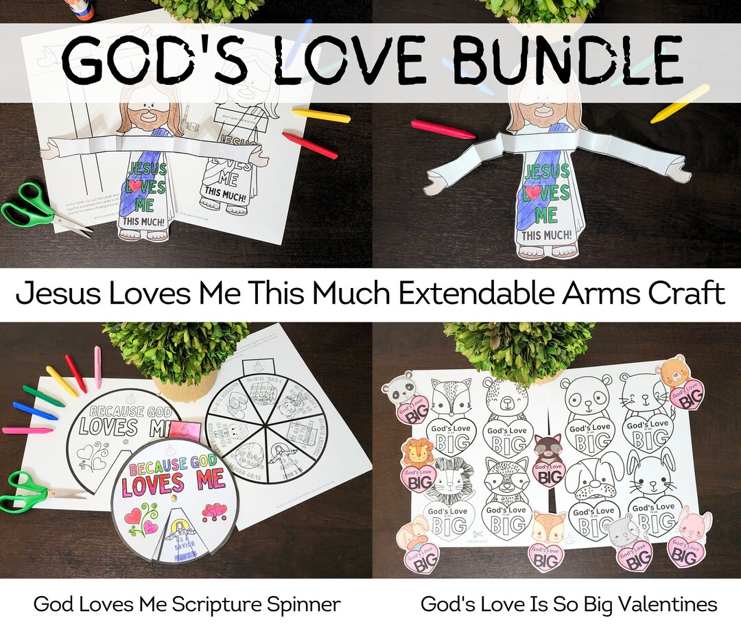 God's Love Kids Coloring Craft Bundle: God's Love so Big Animal ...