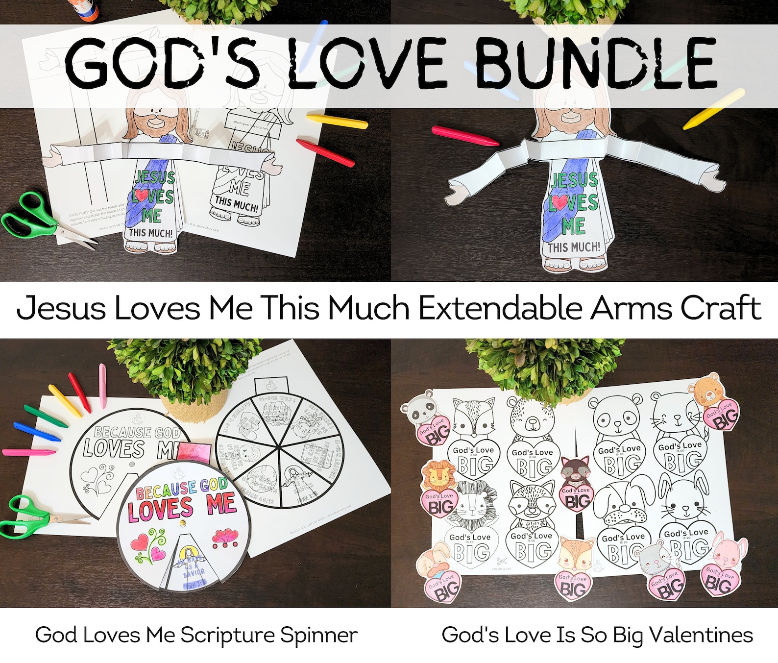 God's Love Kids Coloring Craft Bundle: God's Love so Big Animal ...