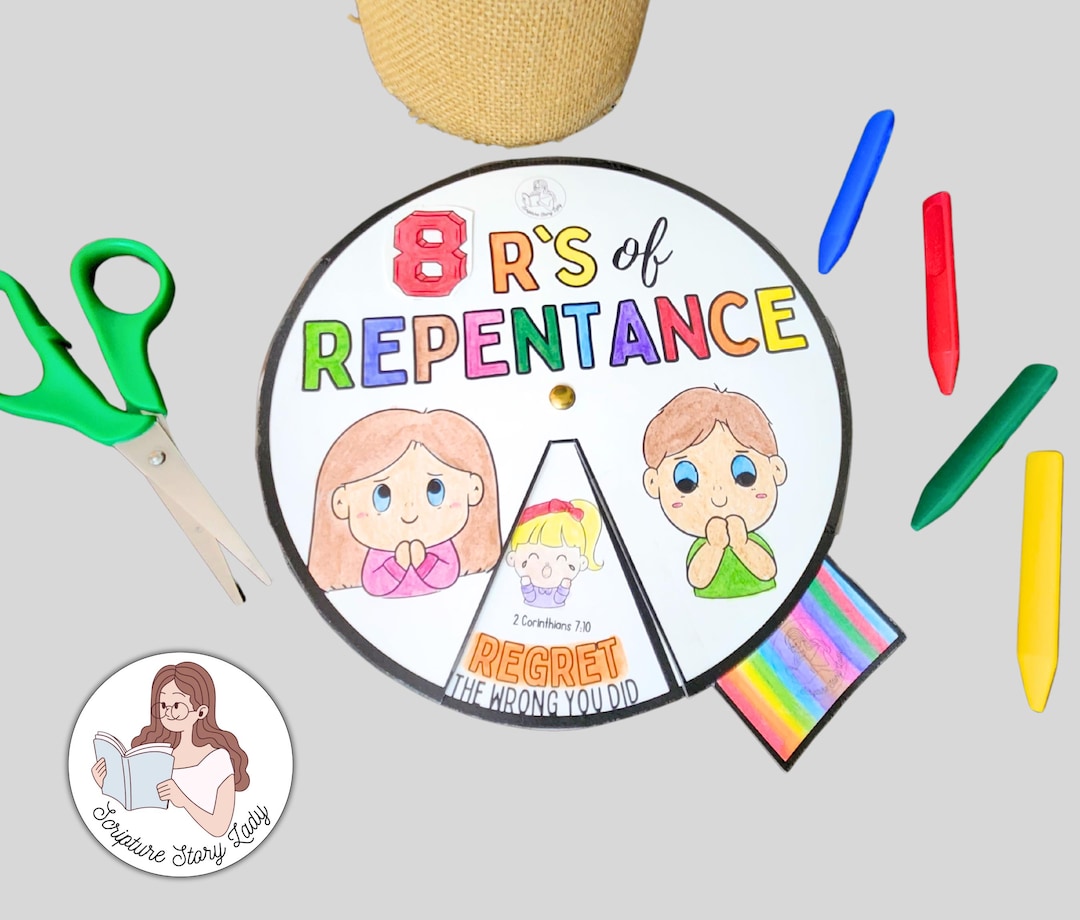 BIBLE 8 R's of Repentance Spinner Wheel & Coloring Page (isaiah 1:18 ...