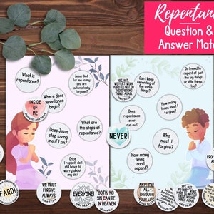 Repentance Activity Bundle: Matching, Coloring Page, Scriptures Trace ...