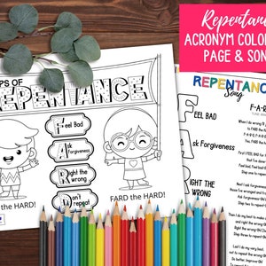 Repentance Activity Bundle: Matching, Coloring Page, Scriptures Trace ...