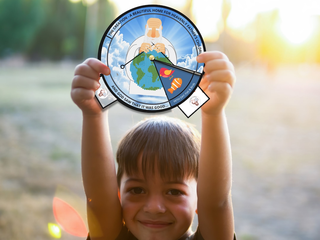 THE CREATION Genesis Scripture Story Wheels Color B&W Kid Bible Craft ...