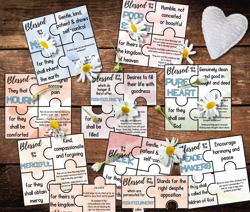 Sermon on the Mount Beatitudes Puzzles, Matthew 5 Luke 6, Kids Bible ...