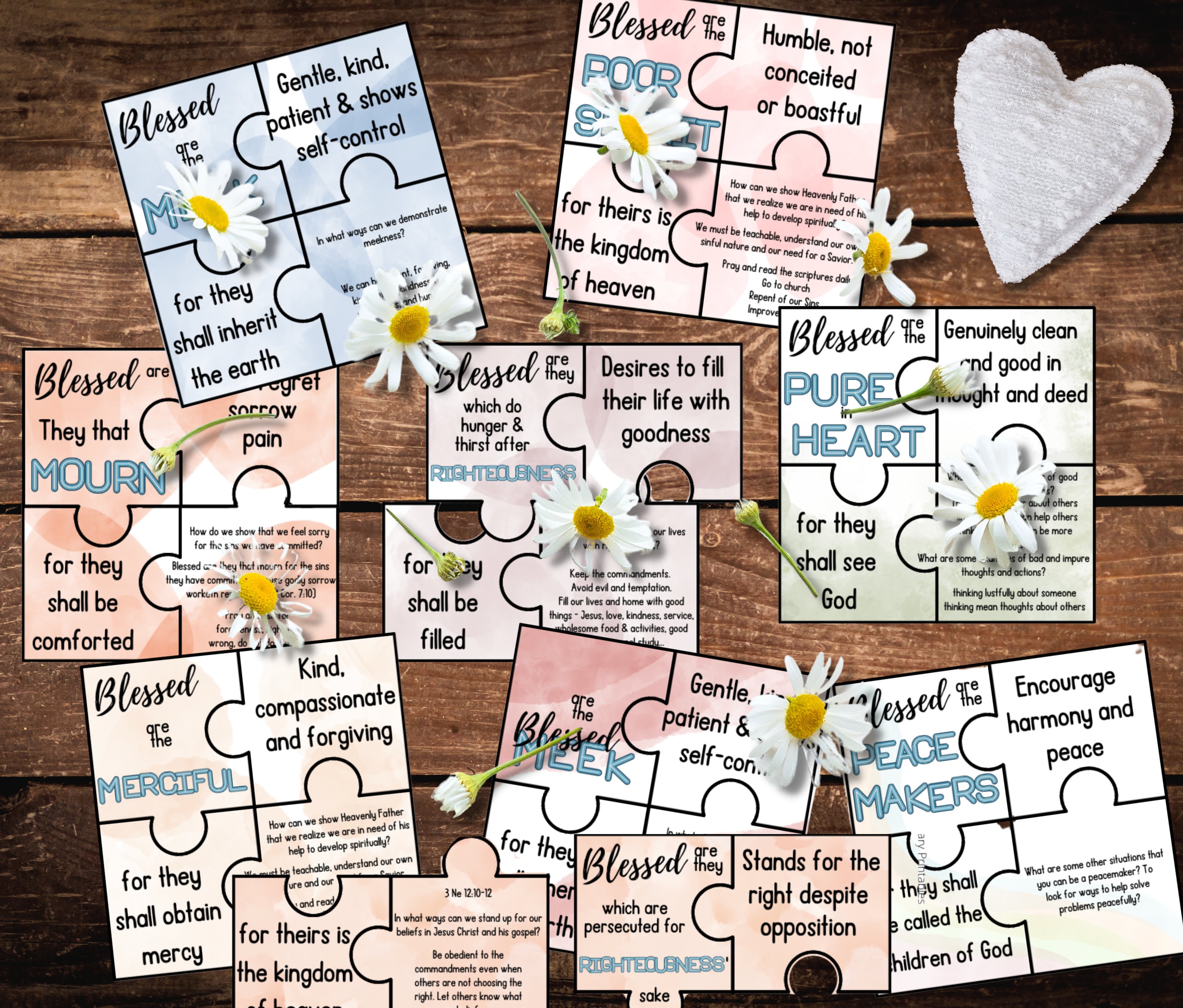 Sermon on the Mount Beatitudes Puzzles, Matthew 5 Luke 6, Kids Bible ...