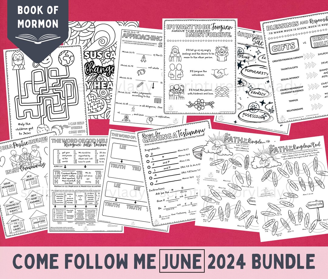 June Come Follow Me 2024 Book of Mormon Bundle Mosiah 25-29 - Etsy