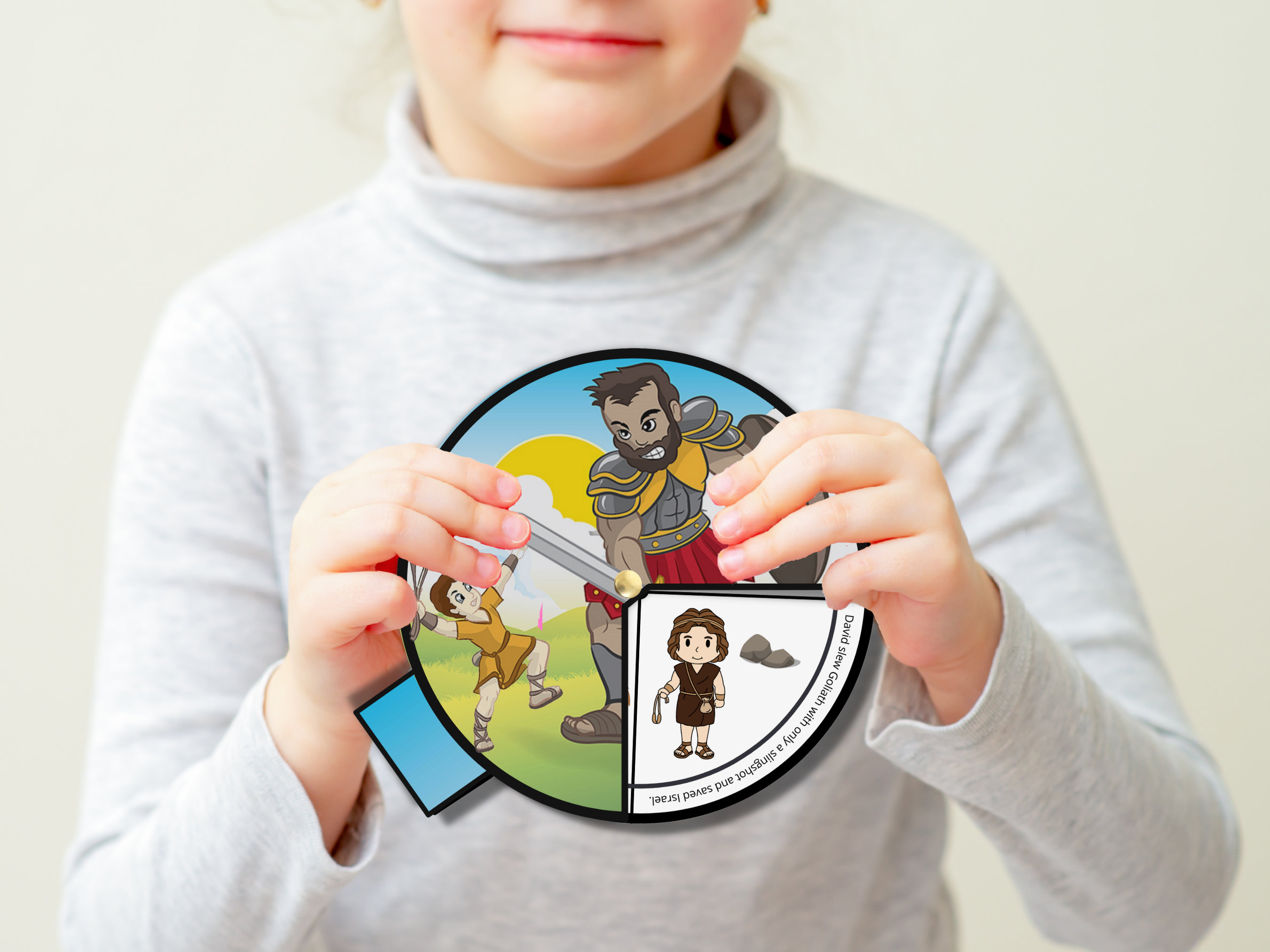 DAVID & GOLIATH Bible Scripture Story Wheel | Kid Bible Craft Printable ...