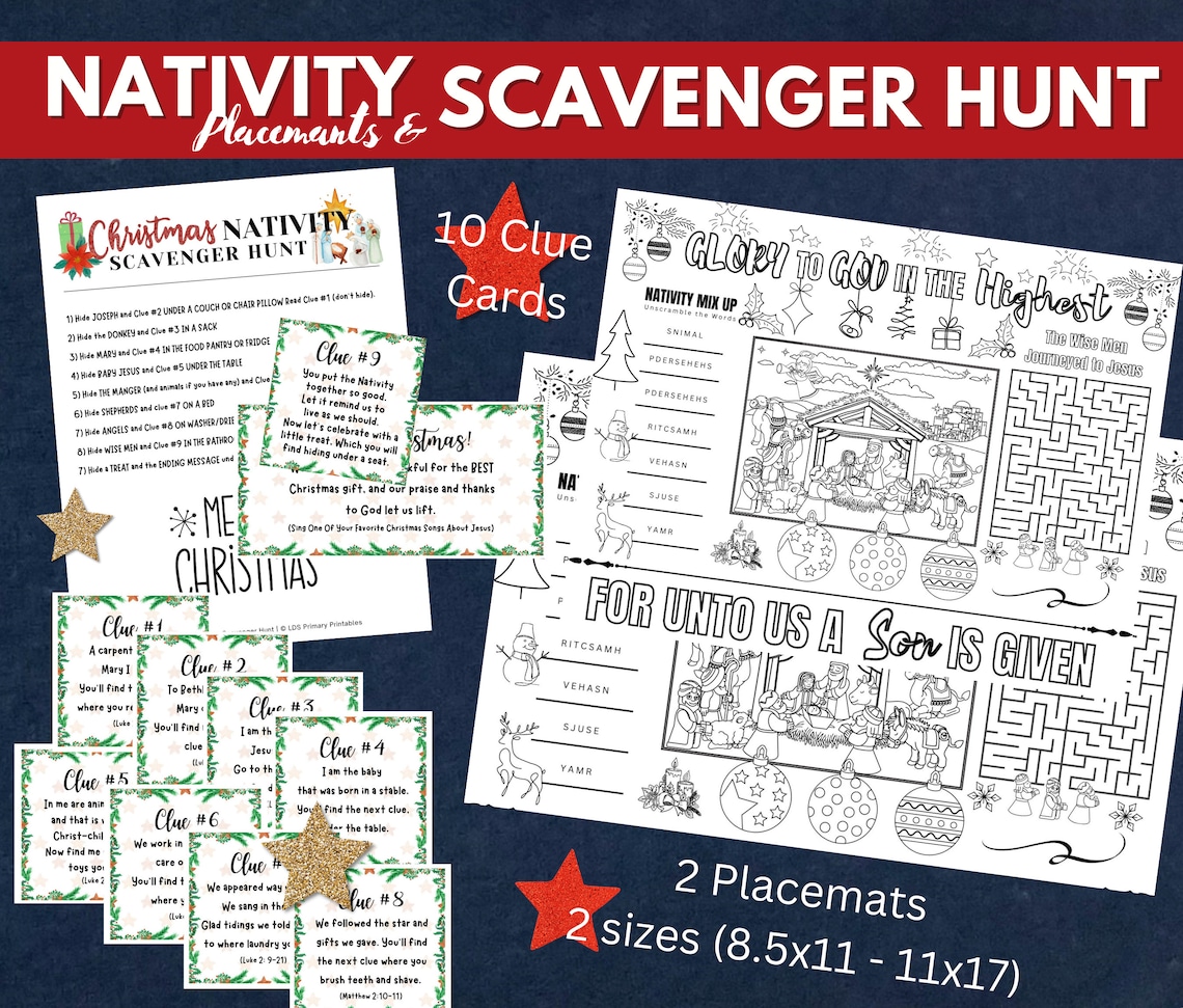 Nativity Christmas Bible Story Scavenger Hunt & Coloring - Etsy