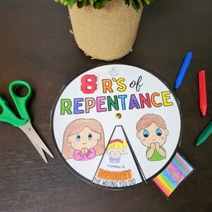 8 R's of Repentance Spinner Wheel & Coloring Page (mosiah 26:30) - LDS ...