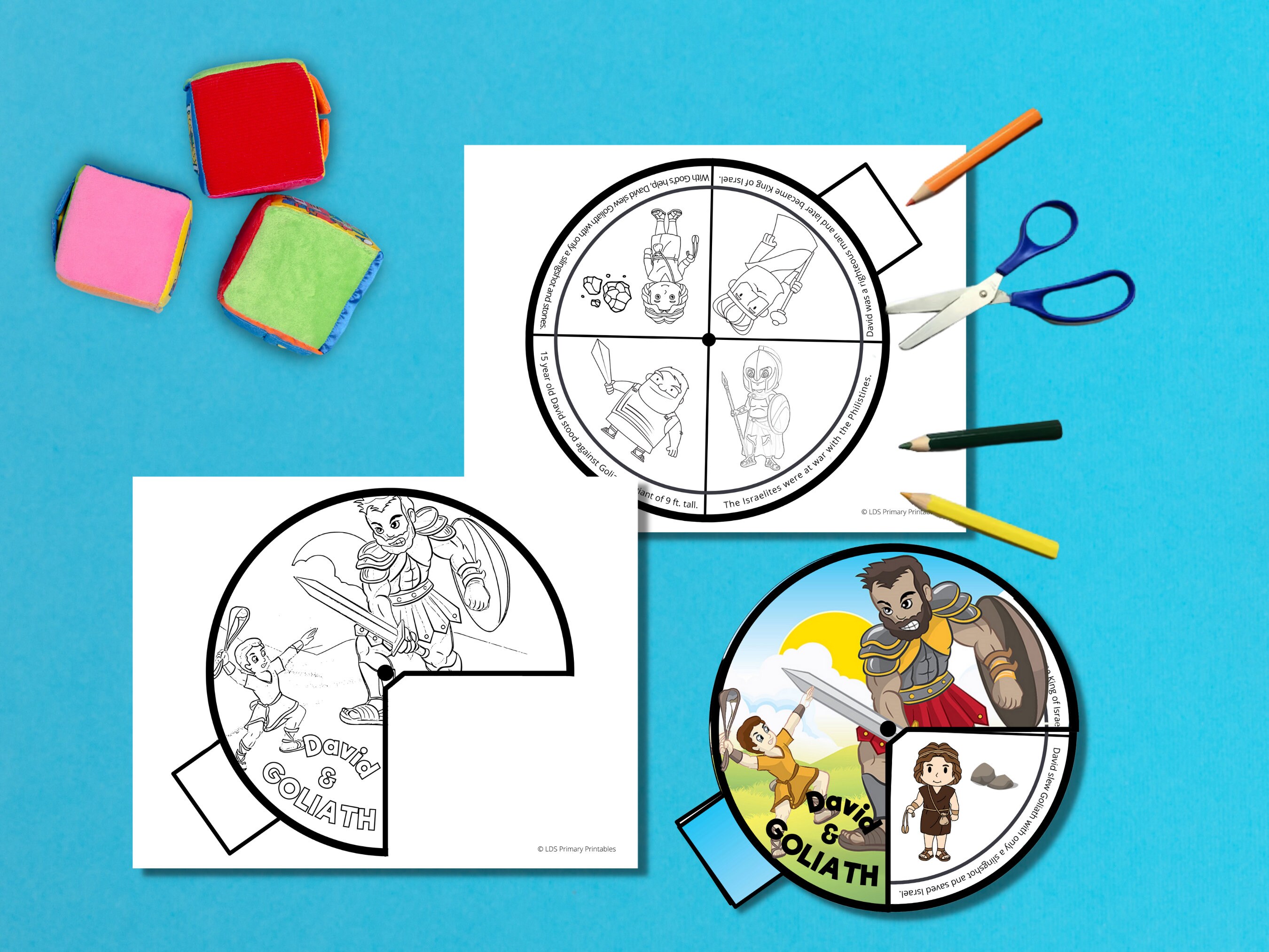 DAVID & GOLIATH Bible Scripture Story Wheel | Kid Bible Craft Printable ...