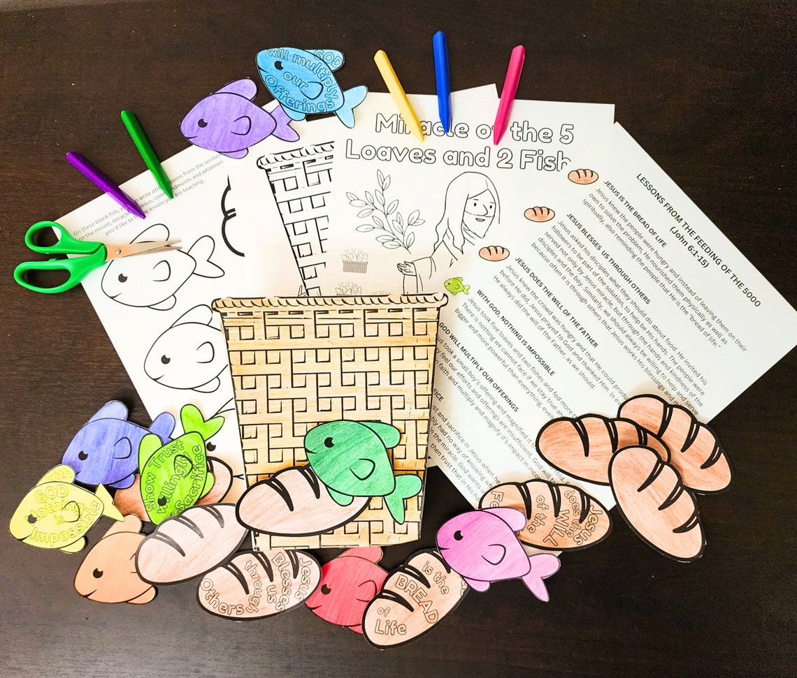 Jesus Feeds the 5000 Miracle of Loaves and Fishes Kids Bible Craft ...