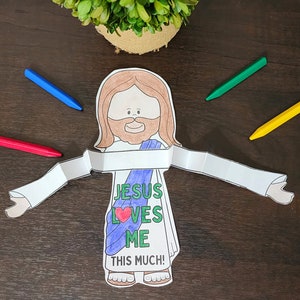 Jesus Loves Me This Much Valentine Coloring Craft Printable, God's Love ...