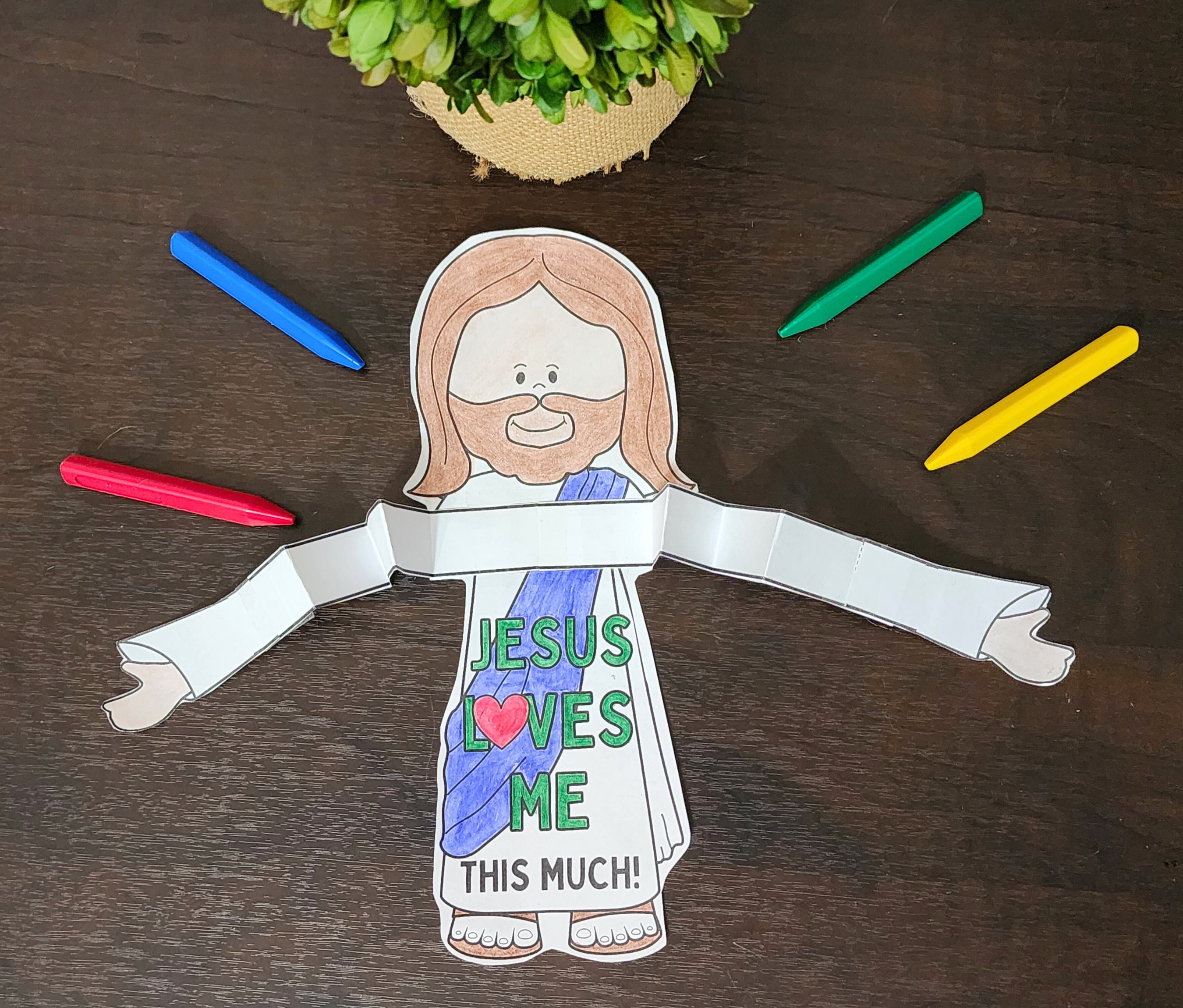 Jesus Loves Me This Much Kids Bible Coloring Craft Printable Bible ...