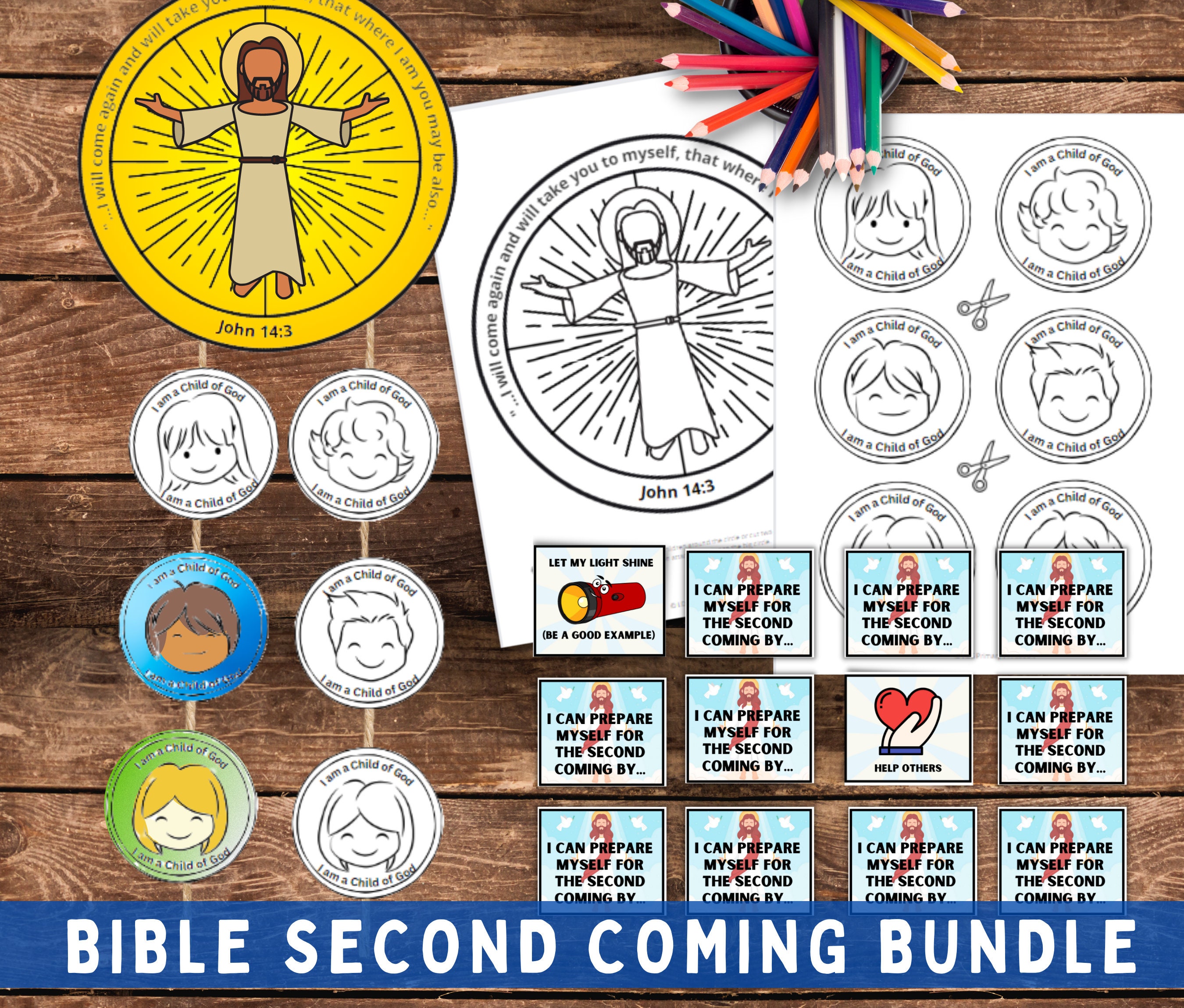 Jesus Second Coming Mobile & Card Match - Kids Bible Craft Printable ...