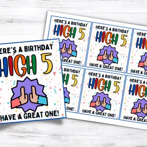 High Five Birthday Gift Tag | Elementary Student Gift, Teacher Gift ...