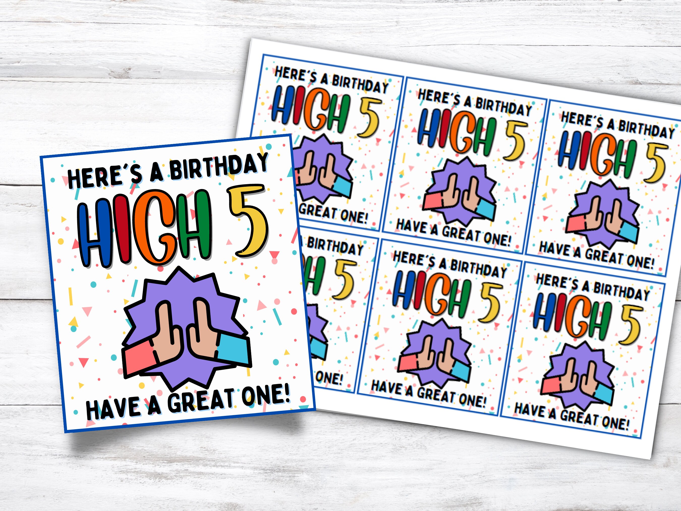 High Five Birthday Gift Tag | Elementary Student Gift, Teacher Gift ...