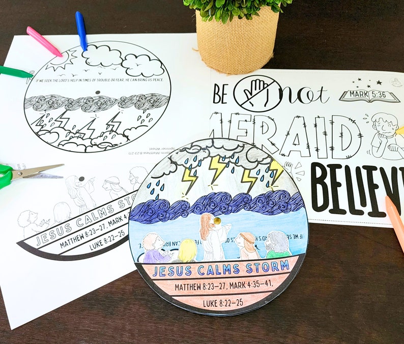 Jesus Calms the Storm Be Not Afraid Coloring Spinner Wheel & Color Pgs ...