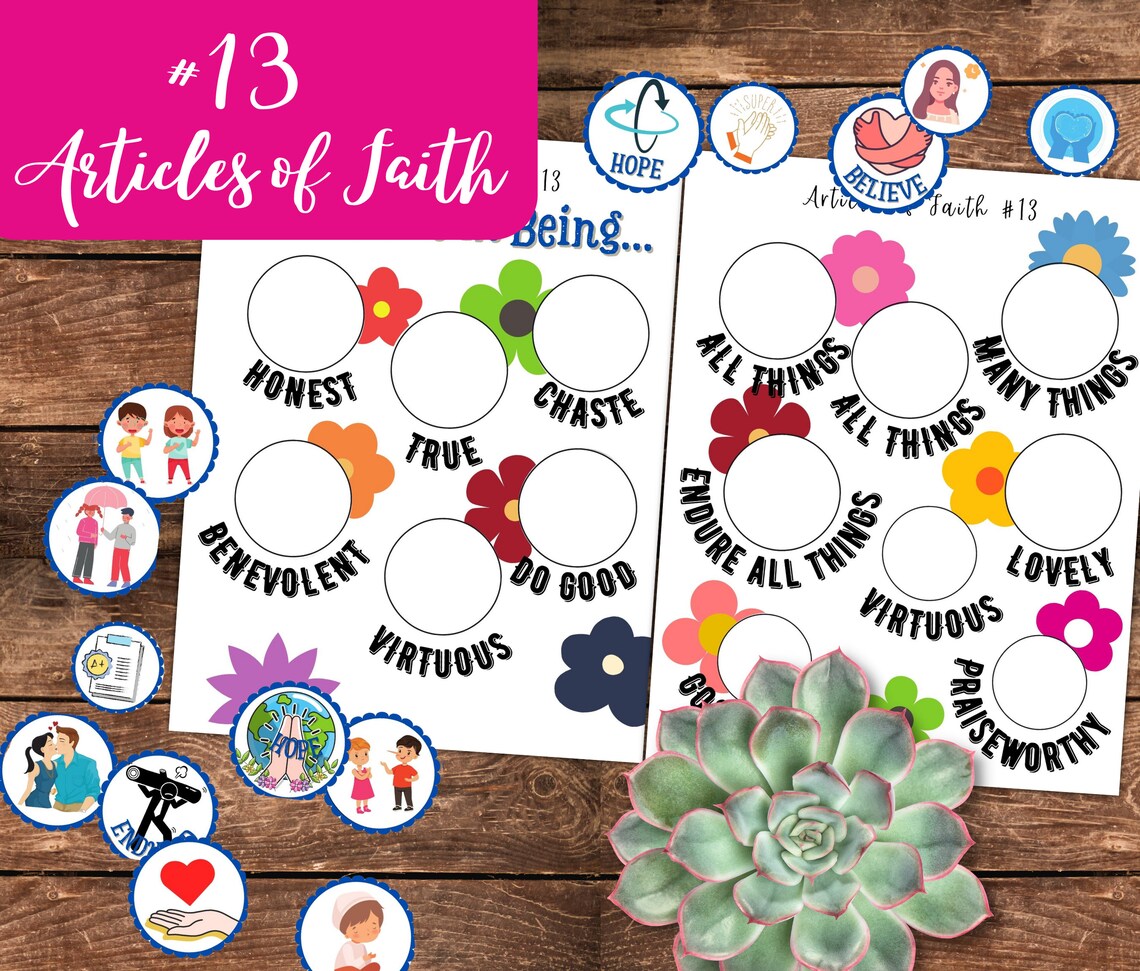 Articles of Faith Activity Bundle: 13 Printable Activity Pages | Come ...