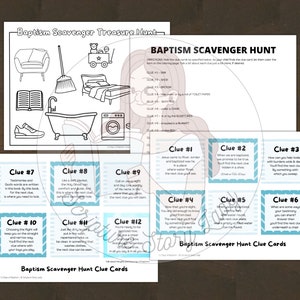 LDS Baptism Scavenger Hunt Indoor - Treasure Hunt Clue Cards - LDS ...