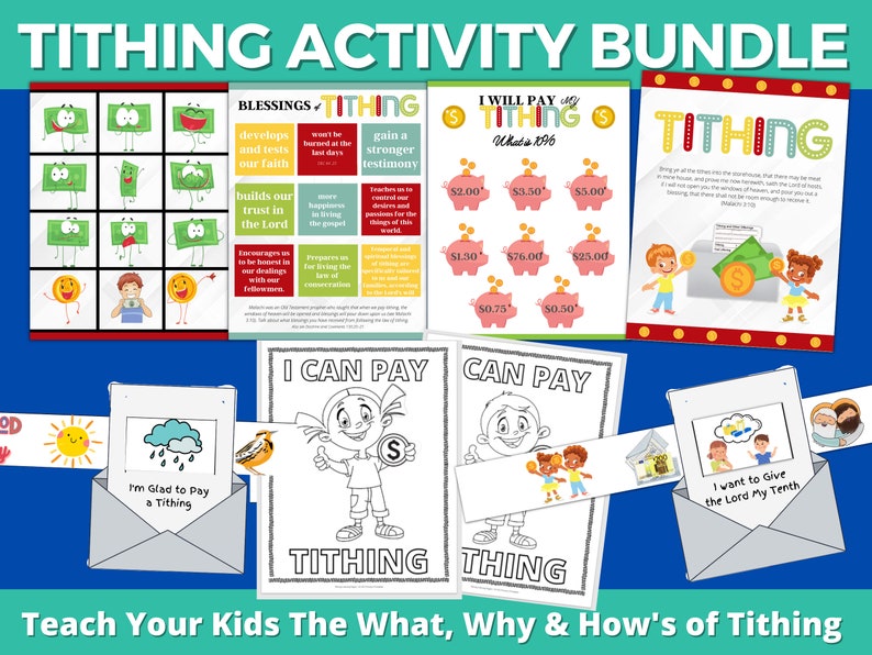 Tithing Kids Activity Bundle: Folder Game, Coloring, Tithing Song ...