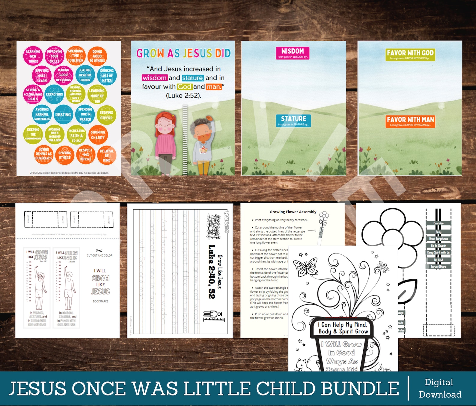 Luke 2: 52 Jesus Grew in Wisdom Bible Bundle | Folder Game Match ...