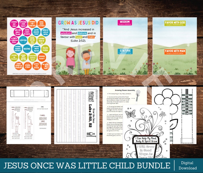 Luke 2: 52 Jesus Grew in Wisdom Bible Bundle | Folder Game Match ...