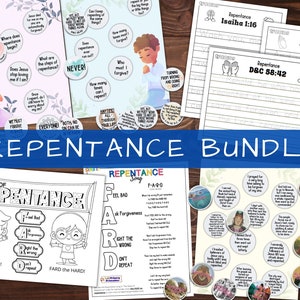 Repentance Activity Bundle: Matching, Coloring Page, Scriptures Trace ...