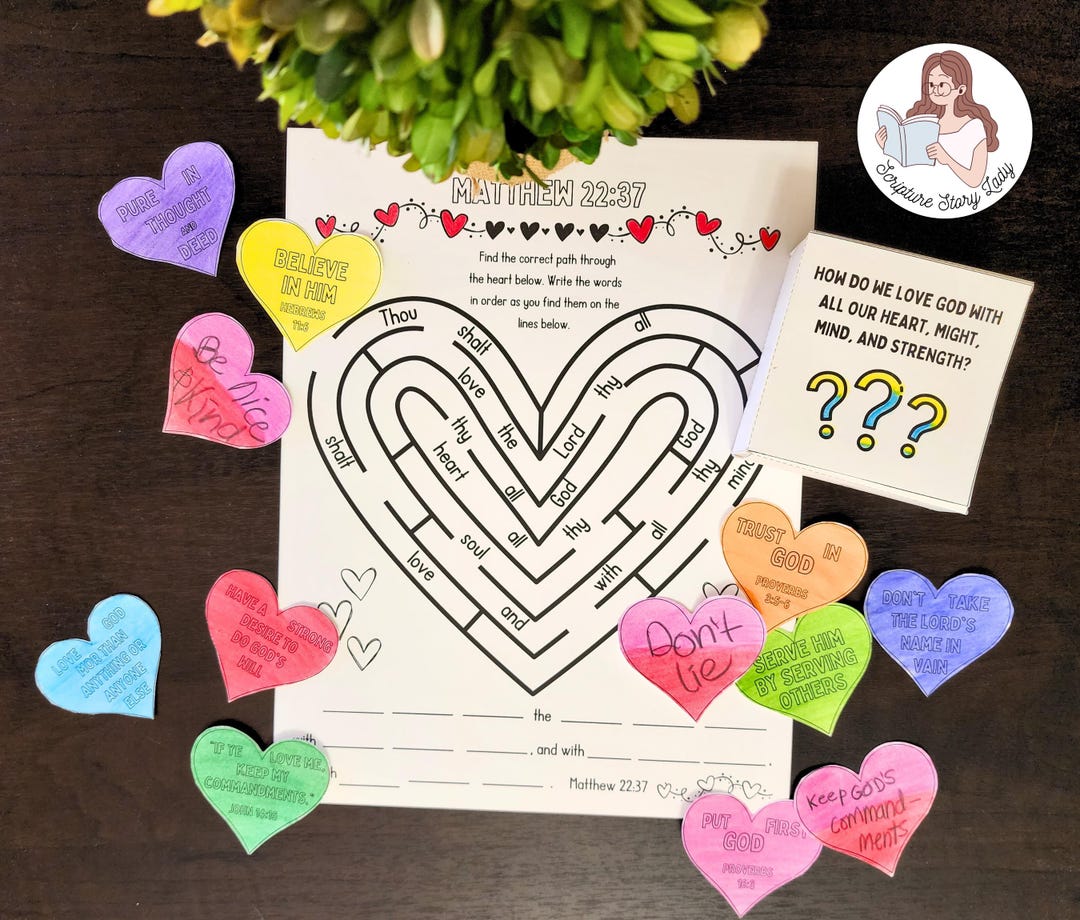 Matthew 22:37 Love Lord God With All Heart Box & Puzzle Coloring, Kids ...