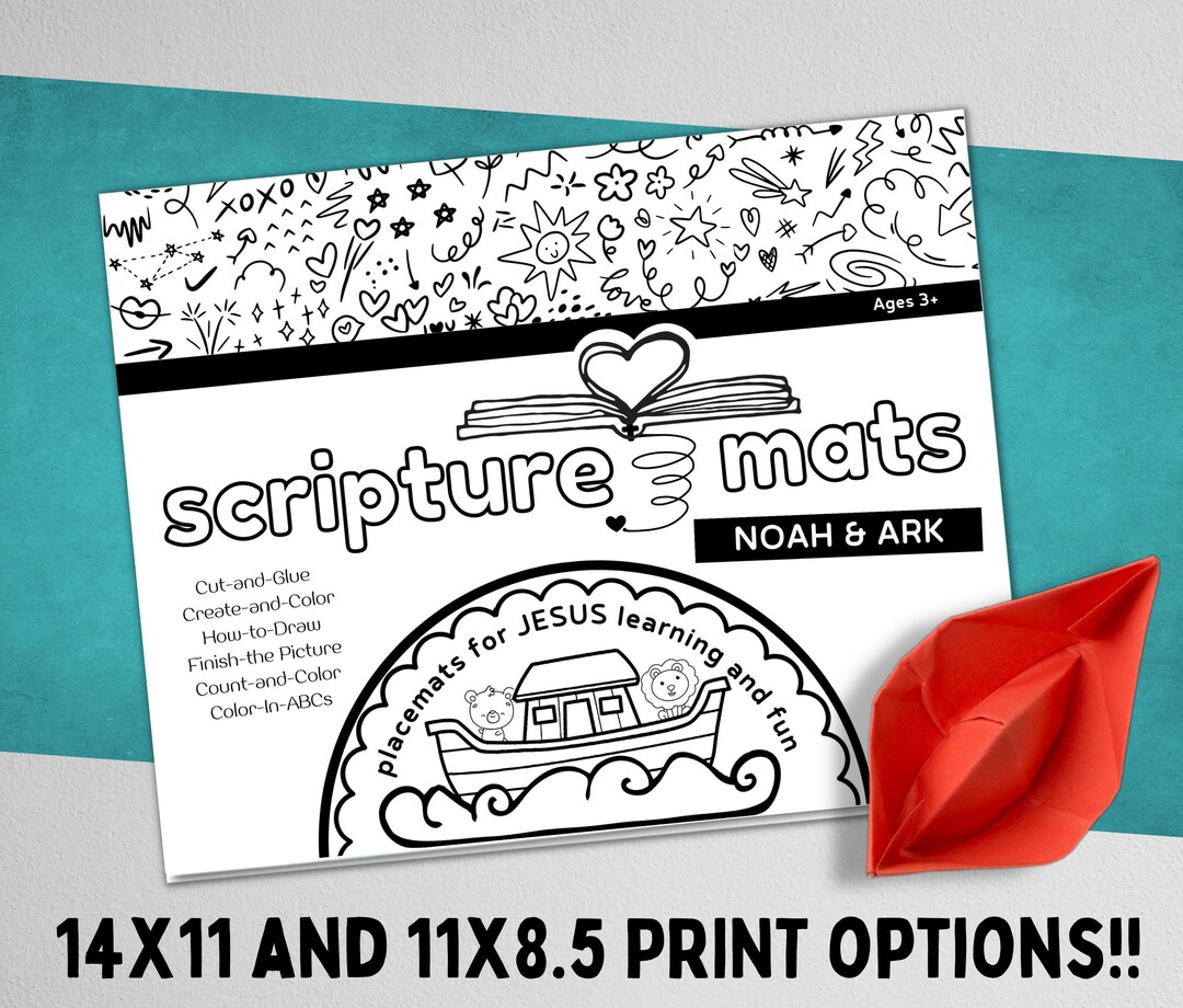 Noah & the Ark - 8 Scripture Activity Mats | Kids Bible Old Testament ...