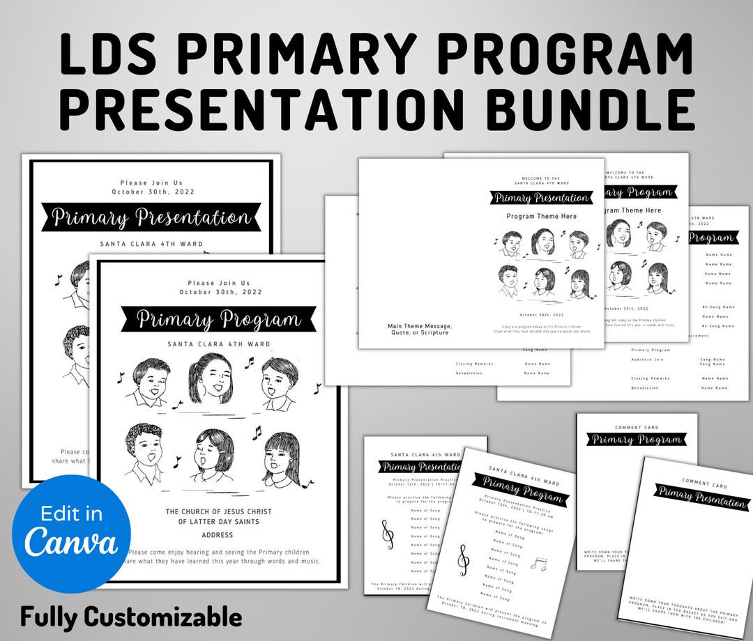 Editable LDS Primary Singing Time Program Presentation Big Bundle Sacrament Program, Primary ...