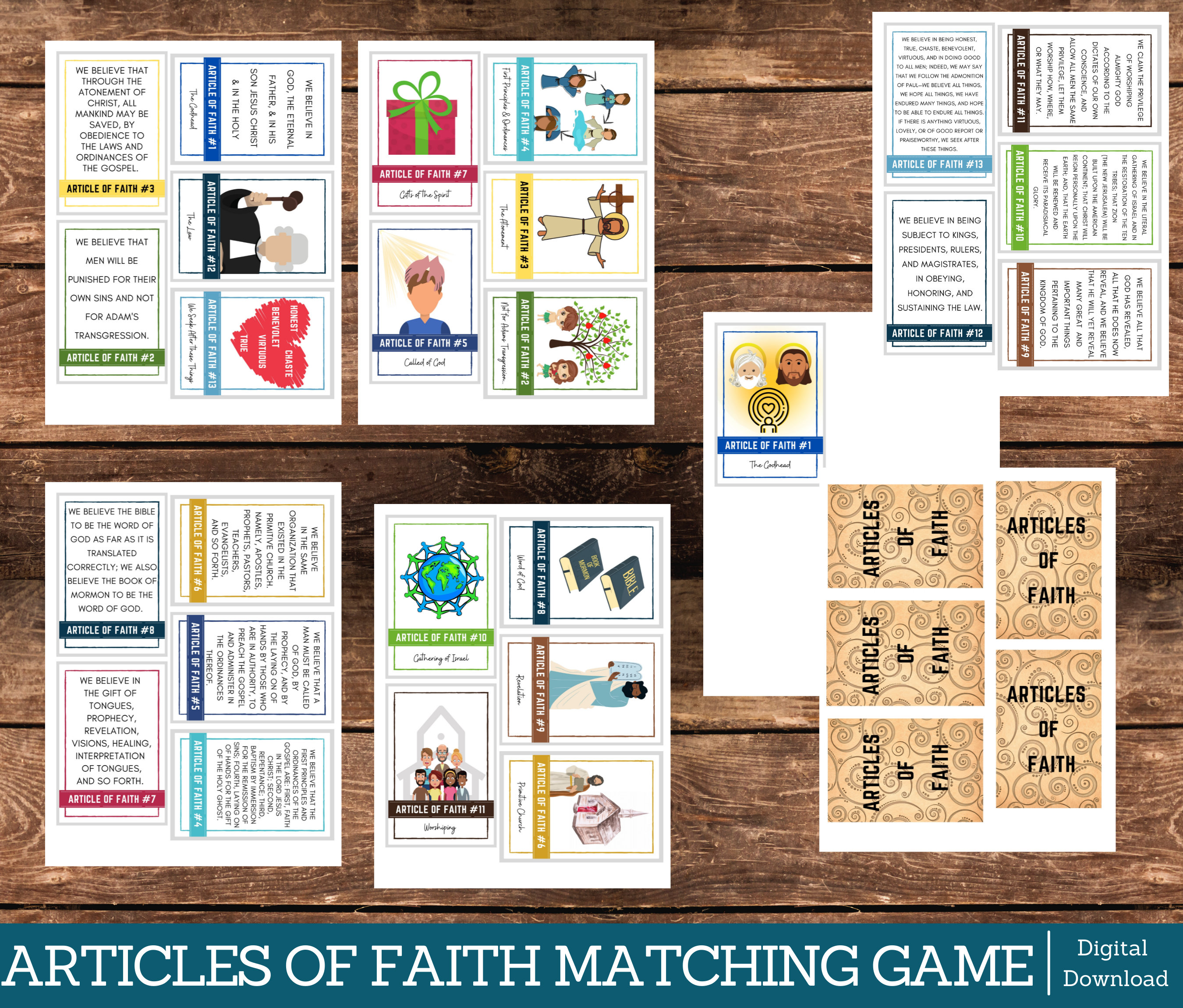 Articles of Faith Flashcards Matching Memorization LDS - Etsy