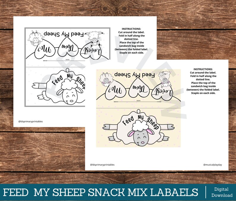 Gift Bag Topper Feed My Sheep John 21:17 Treat Snack Bag Label Sandwich ...