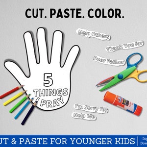 Learn to Pray: PRAYER HAND Craft & Flipbook 5 Finger, Bible Printables ...