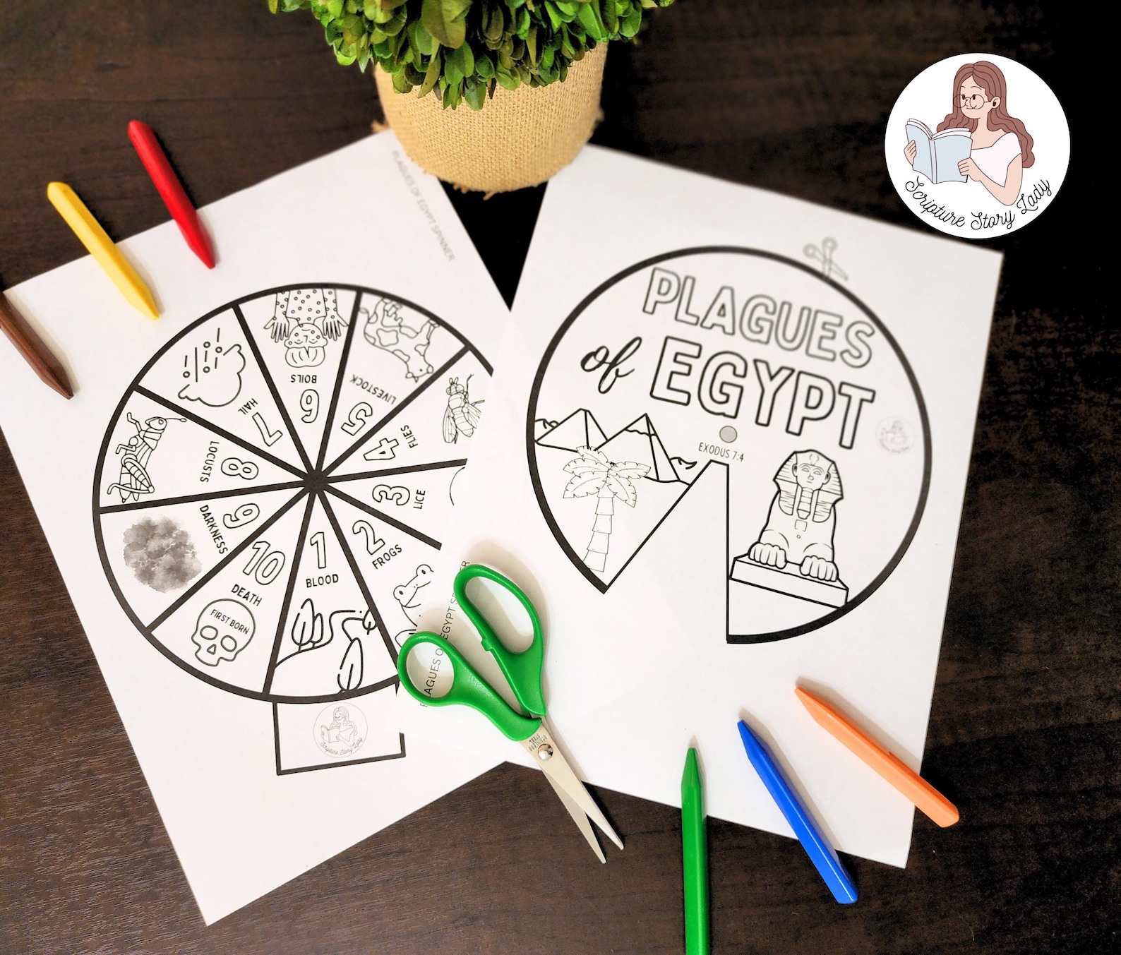 Bible Moses Plagues of Egypt Coloring Spinner Wheel - Passover Lesson ...
